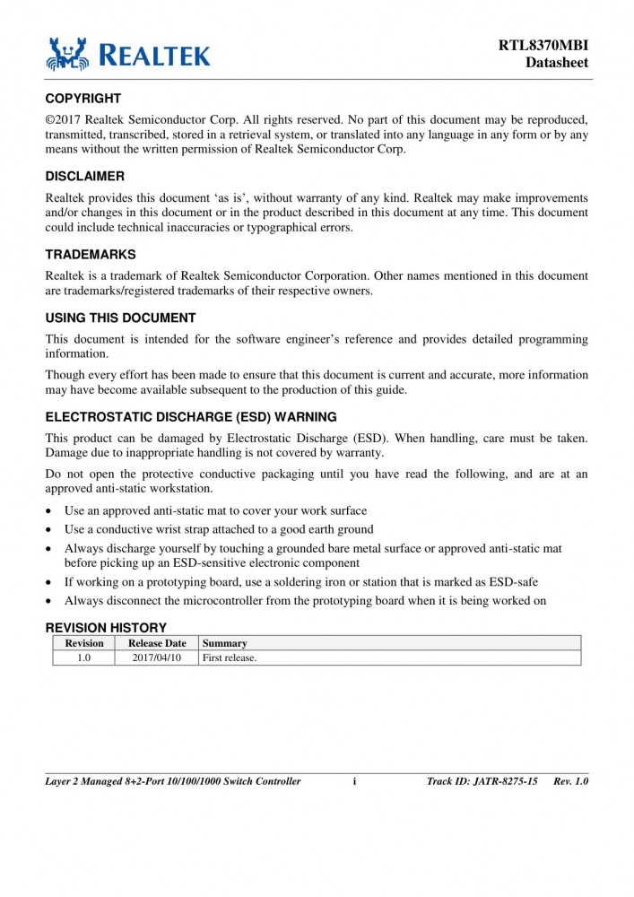 RTL8370MBI-CG datasheet page 2