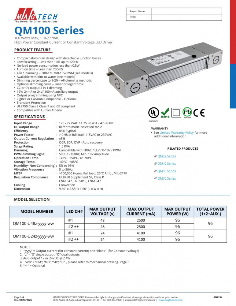 QM100 Series technical document page 1