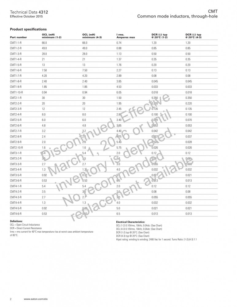 EATON CMT1-2-R technical document page 2