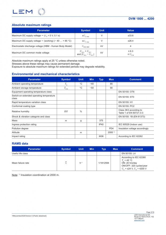 LEM DVM series datasheet page 3