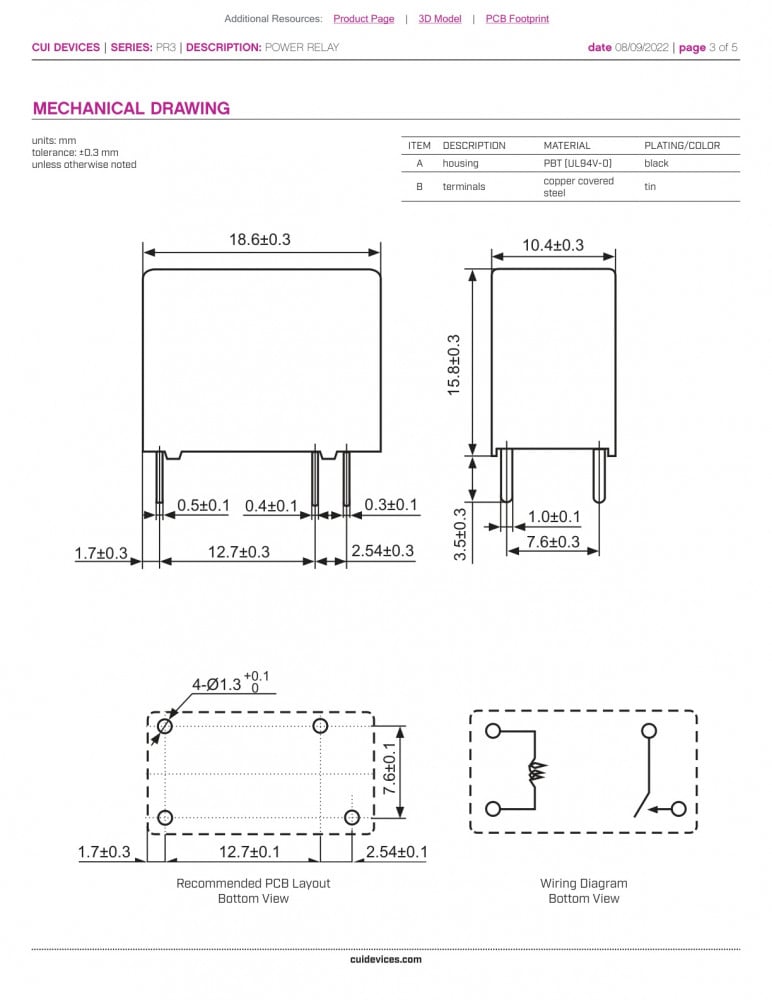 PR3 datasheet page 3