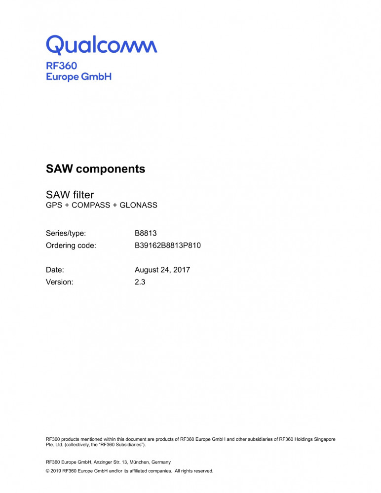 B39162B8813P810 datasheet page 1