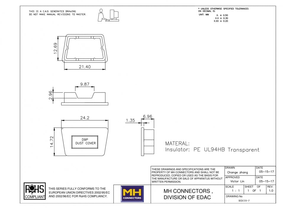 MHDC09P technical drawing page 1