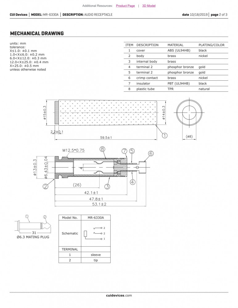 MR-6330A datasheet page 2