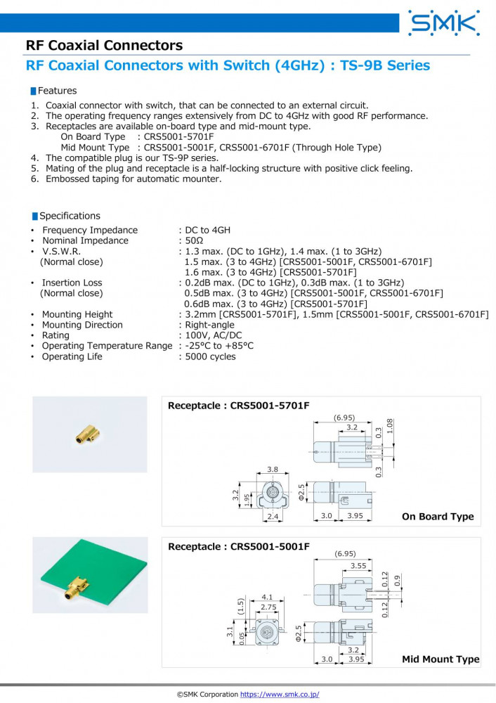 SMK TS-9B series technical document page 1