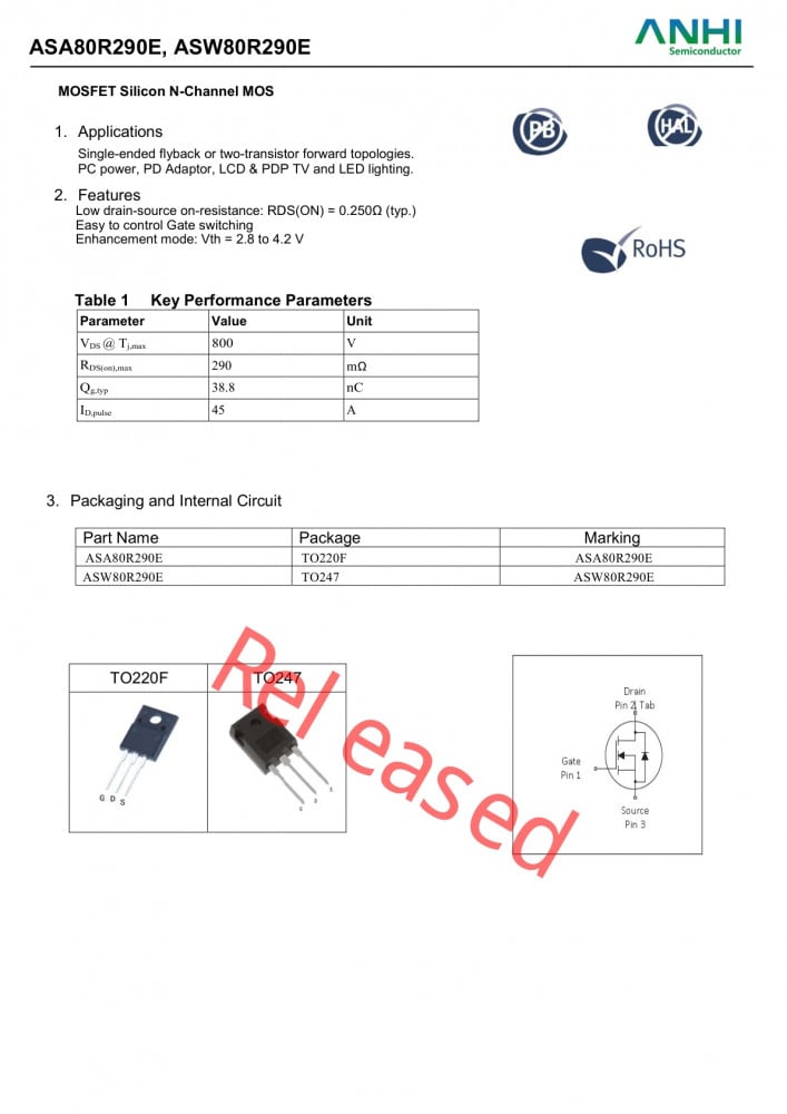 ASA80R290E datasheet page 1