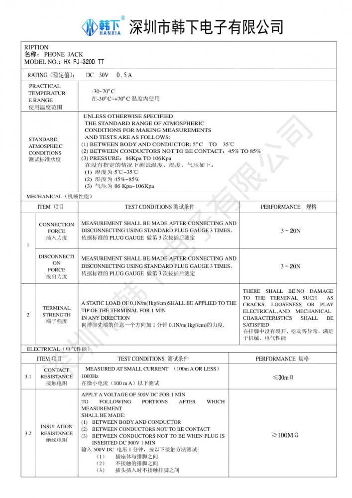 HX PJ-320D TT approval specification page 3
