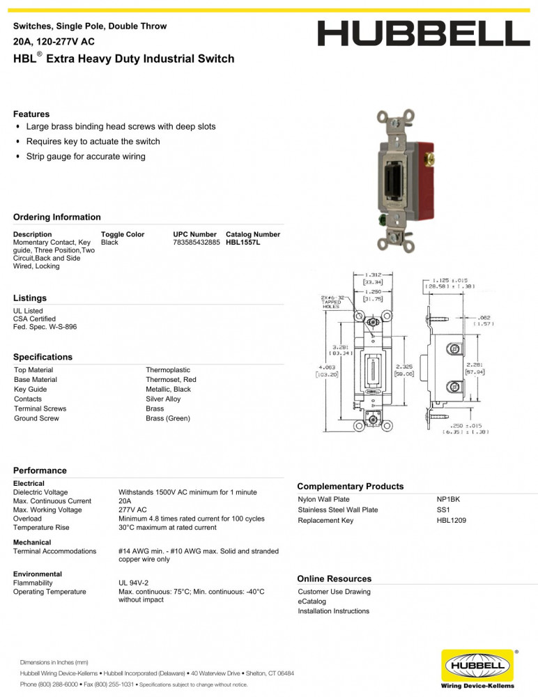 HBL1557L product documentation image