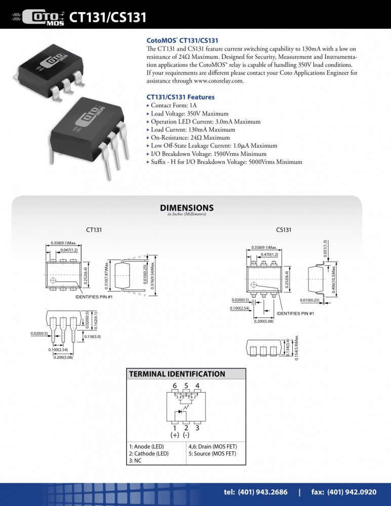 COTO CS131 datasheet page 1