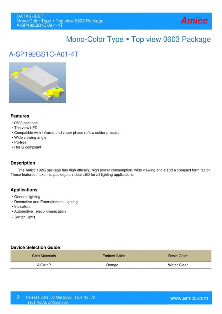 A-SP192GS1C-A01-4T datasheet page 2