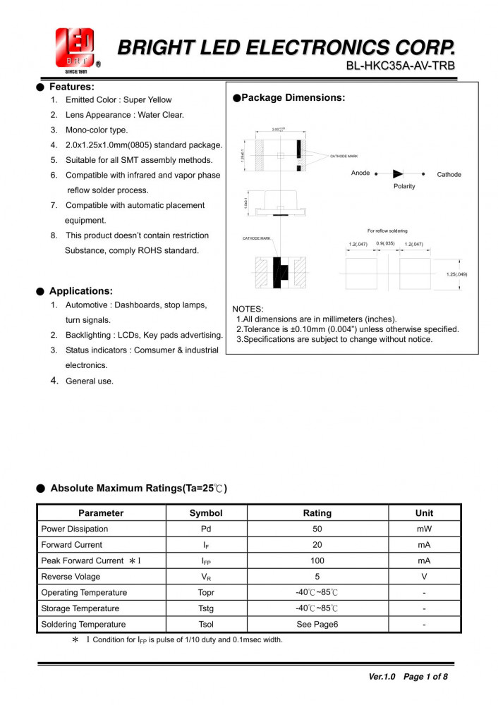 BL-HKC35A-AV-TRB datasheet page 2