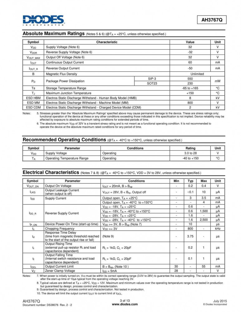 AH3767Q-SA-7 datasheet page 3
