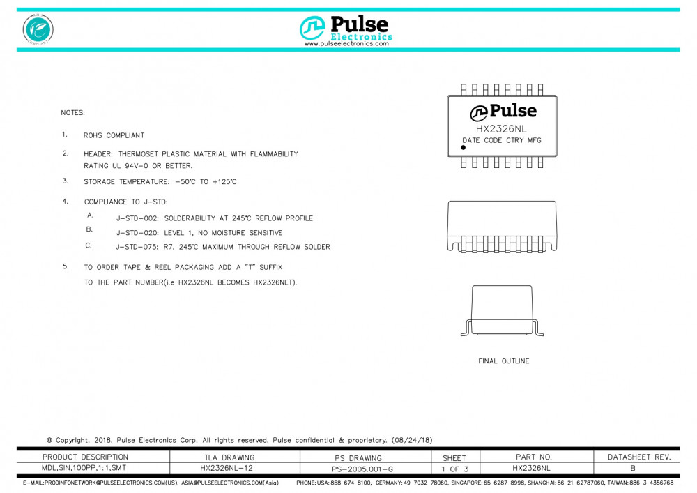 HX2326NL datasheet page 1