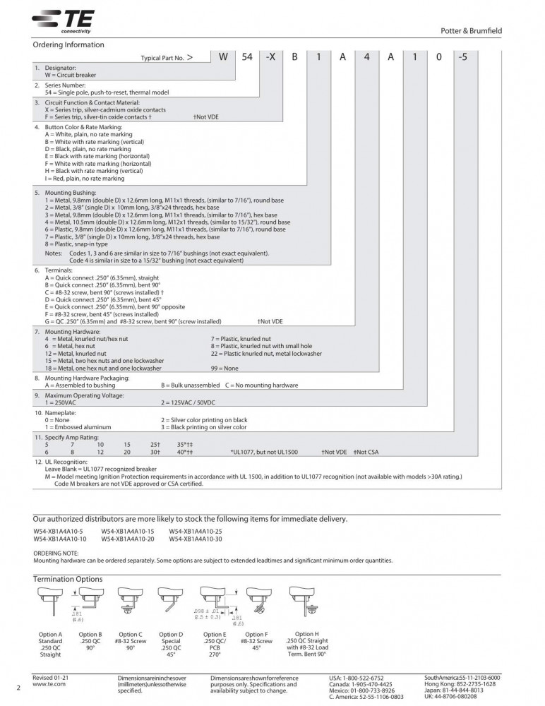 TE Connectivity W54 technical document page 2