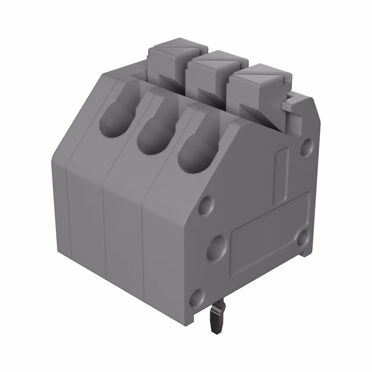 3.50mm Pitch, Eurostyle Fixed-Mount Push-Button Terminal Block, 45° Modular, 5A, 20-16 AWG, Light Gray, 3 Circuits for sale
