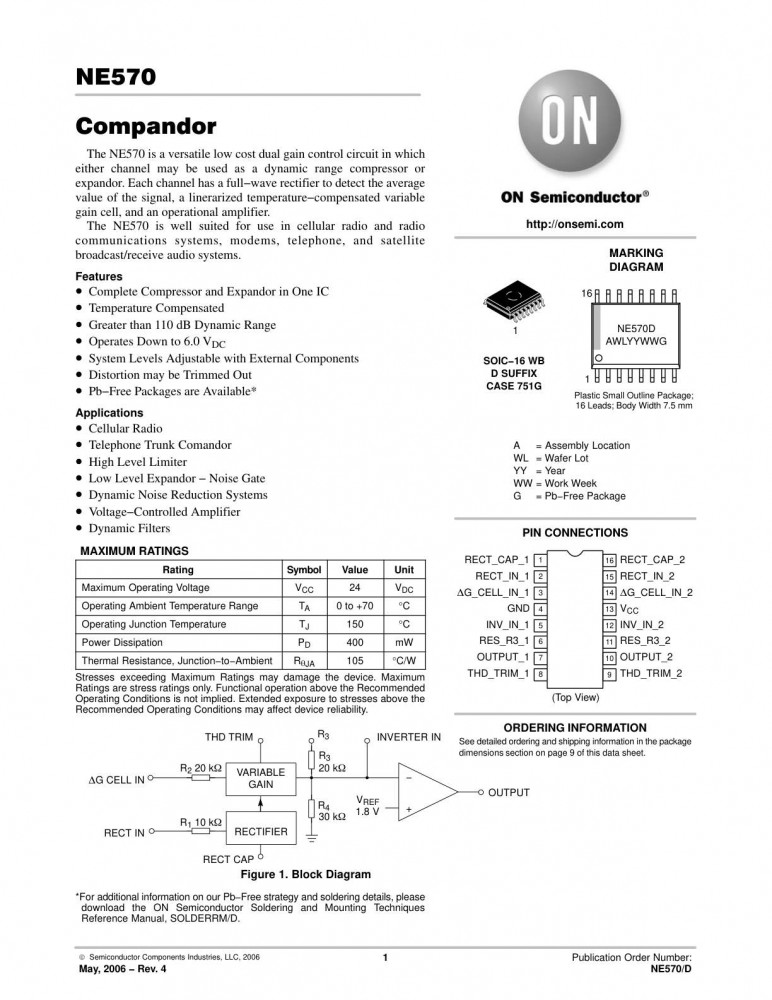 NE570 datasheet page 1