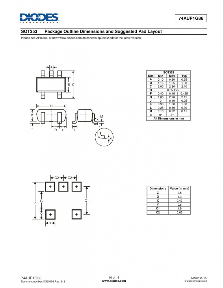 74AUP1G86FX4-7 datasheet page 10