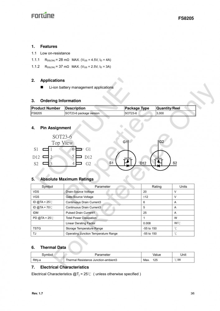 FS8205 datasheet page 3