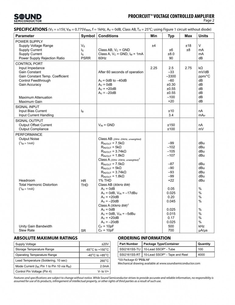 SSI2161 datasheet page 2