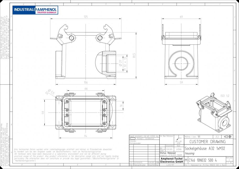 Amphenol C14610N0325004 customer drawing