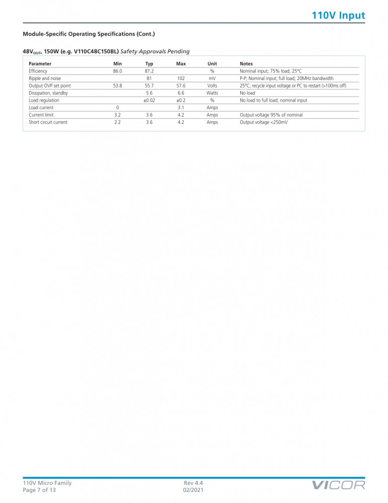 VICOR datasheet page 7
