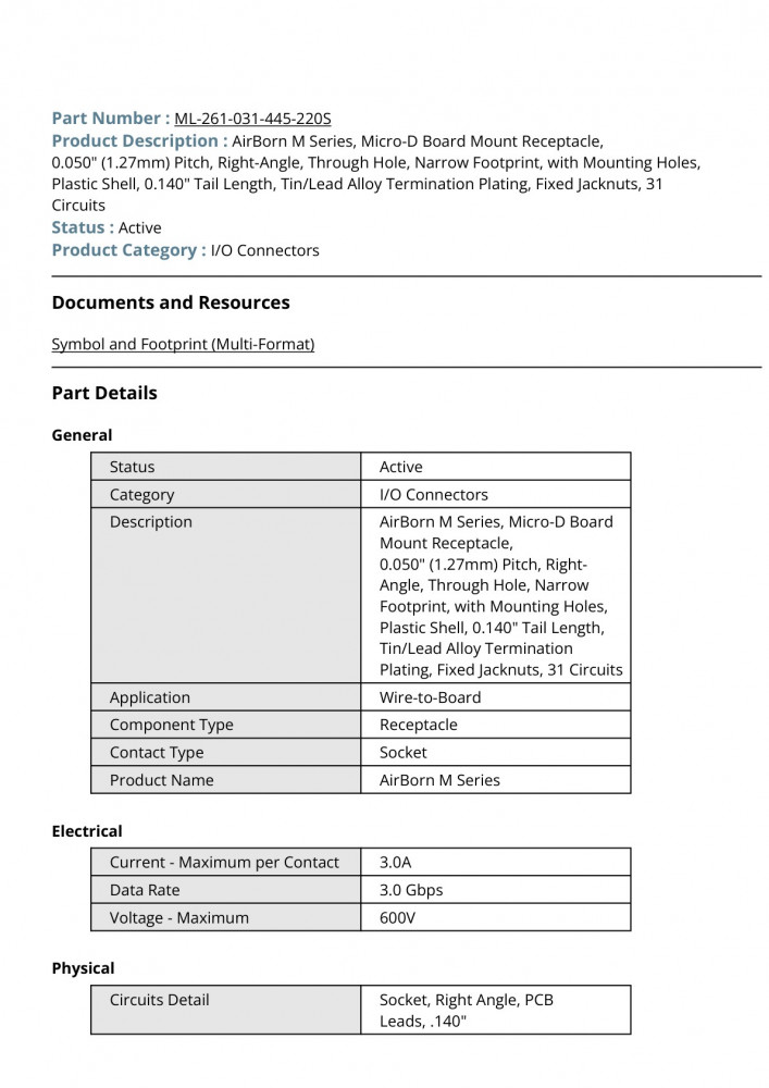 ML-261-031-445-220S technical document image, page 1