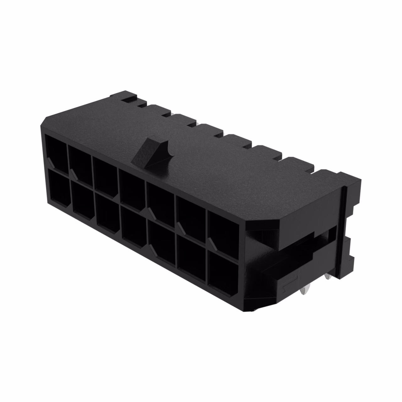 Micro-Fit 3.0 Right-Angle Header, 3.00mm Pitch, Dual Row, 14 Circuits, with Snap-in Plastic Peg PCB Lock, 2.54µm Matte Tin Plating, Glow-Wire Capable, Black for sale