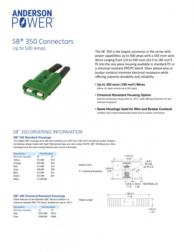 Anderson Power SB 350 datasheet page 1