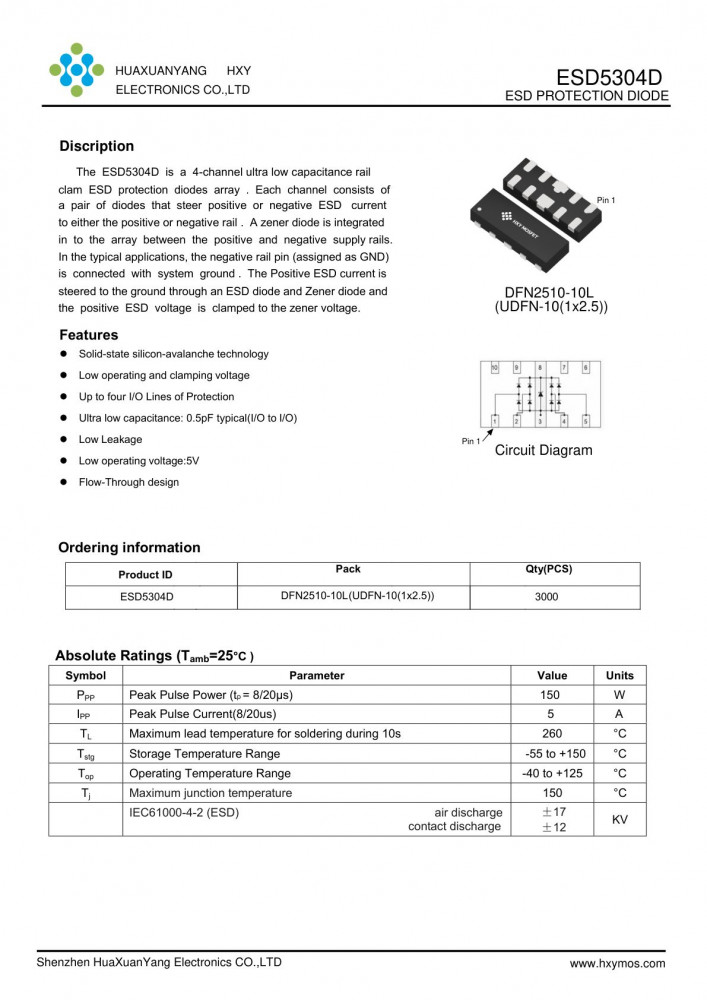 ESD5304D datasheet page 1
