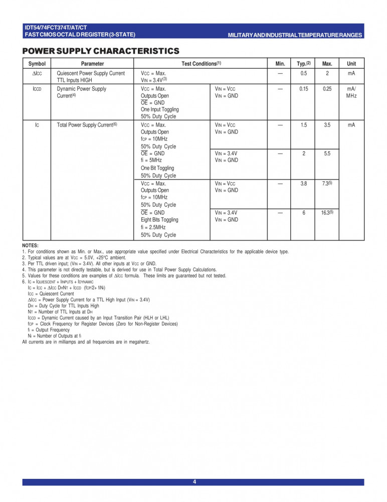 74FCT374AT datasheet page 4