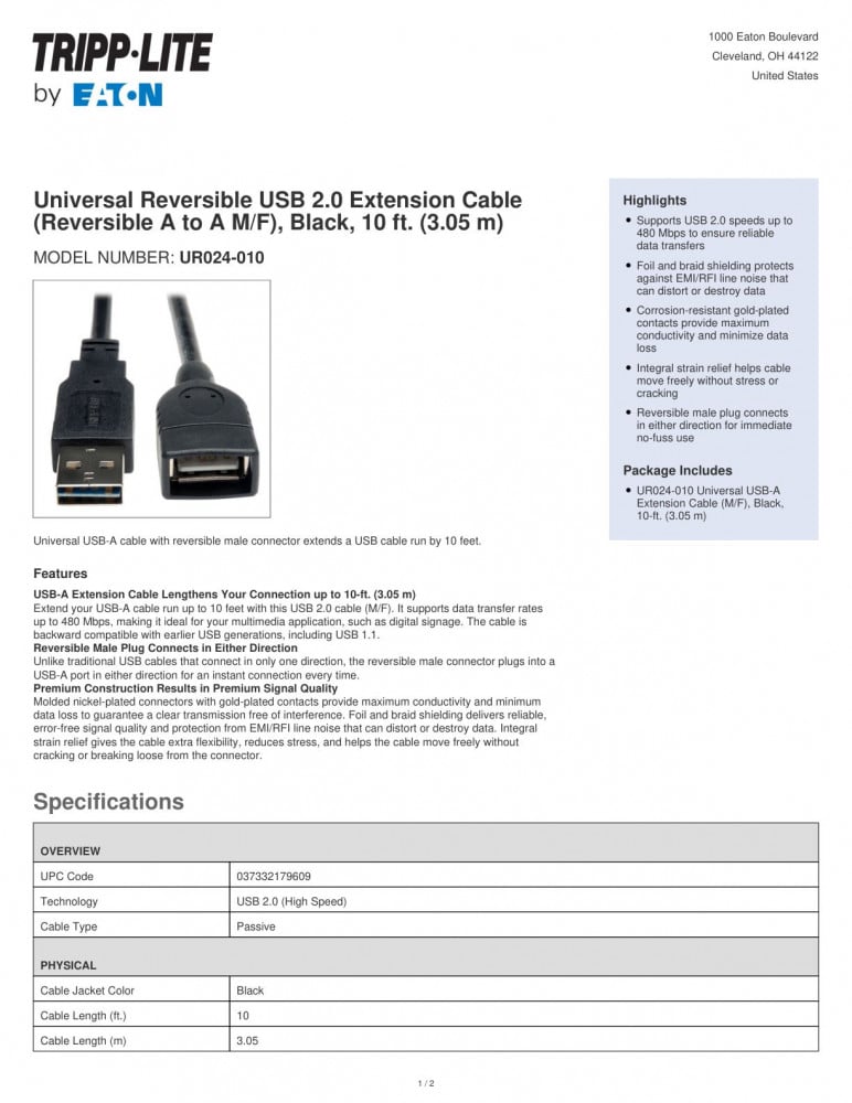 UR024-010 technical document page 1