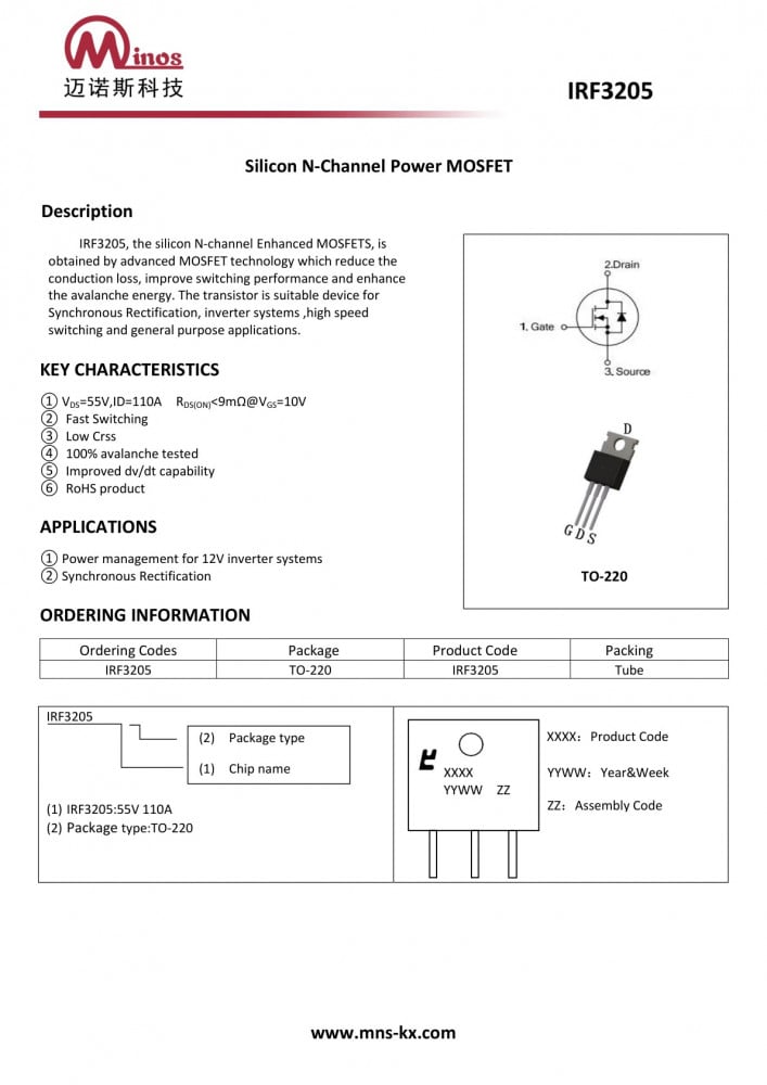 IRF3205 datasheet page 1
