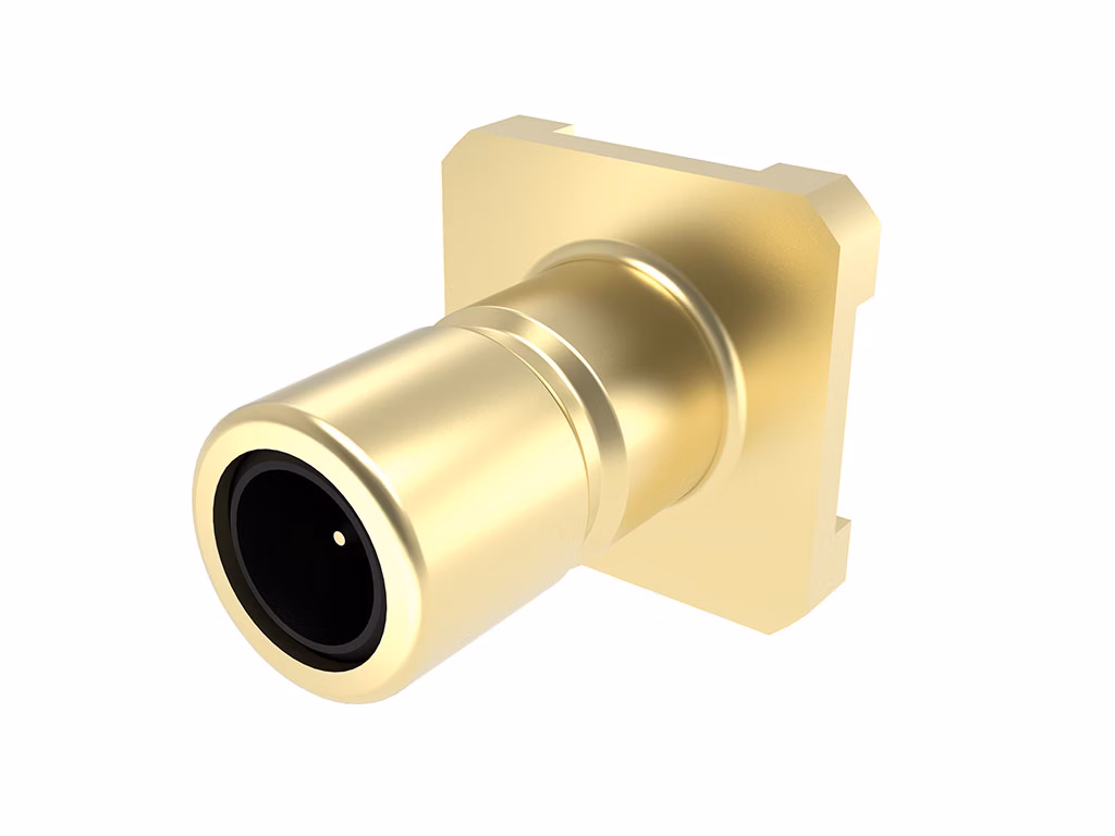 FAKRA Jack, Straight, PCB Receptacle, Through Hole, Die Cast Body, Tin (Sn) Plated, Keying Code C, Blue, Tray, 50 Ohms