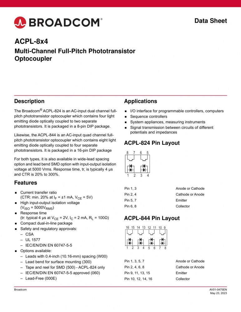 ACPL-8x4 datasheet page 1
