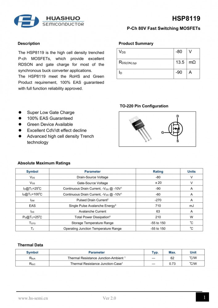HSP8119 datasheet page 1