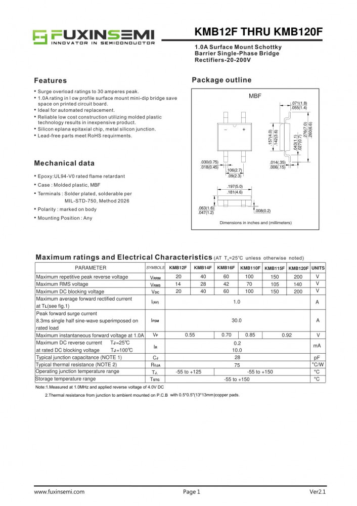 KMB16F datasheet page 1