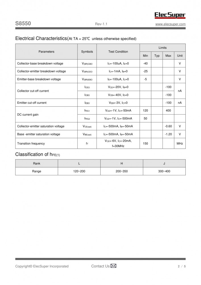 S8550 datasheet page 2