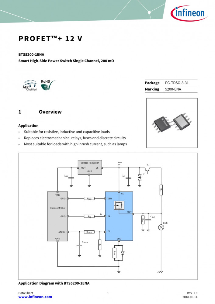 BTS5200-1ENA datasheet page 1