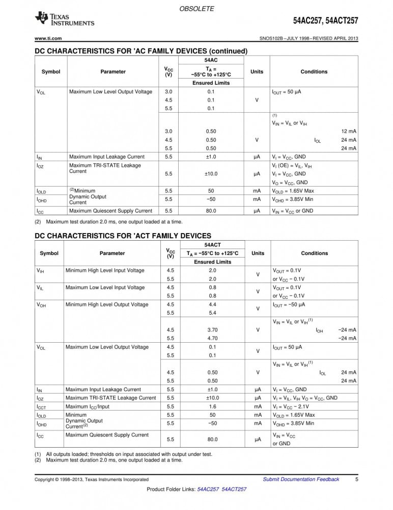 54ACT257 technical document page 6