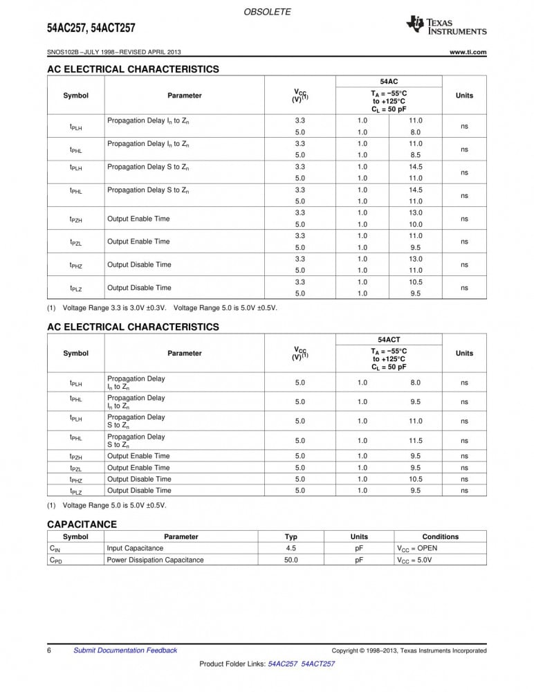 54ACT257 technical document page 7