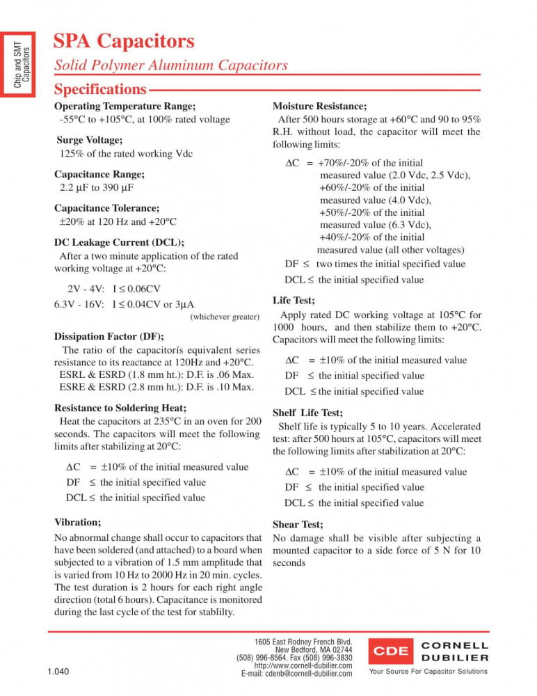 Cornell Dubilier Electronics SPA capacitor datasheet page 6