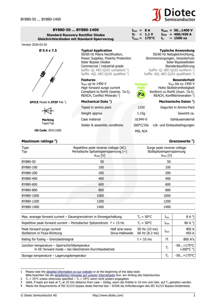 BY880 family datasheet page 1