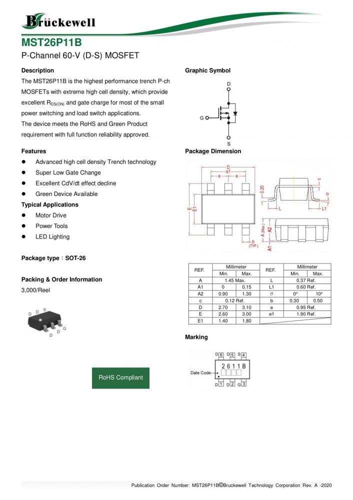 MST26P11B datasheet page 1