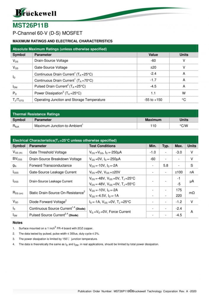 MST26P11B datasheet page 2