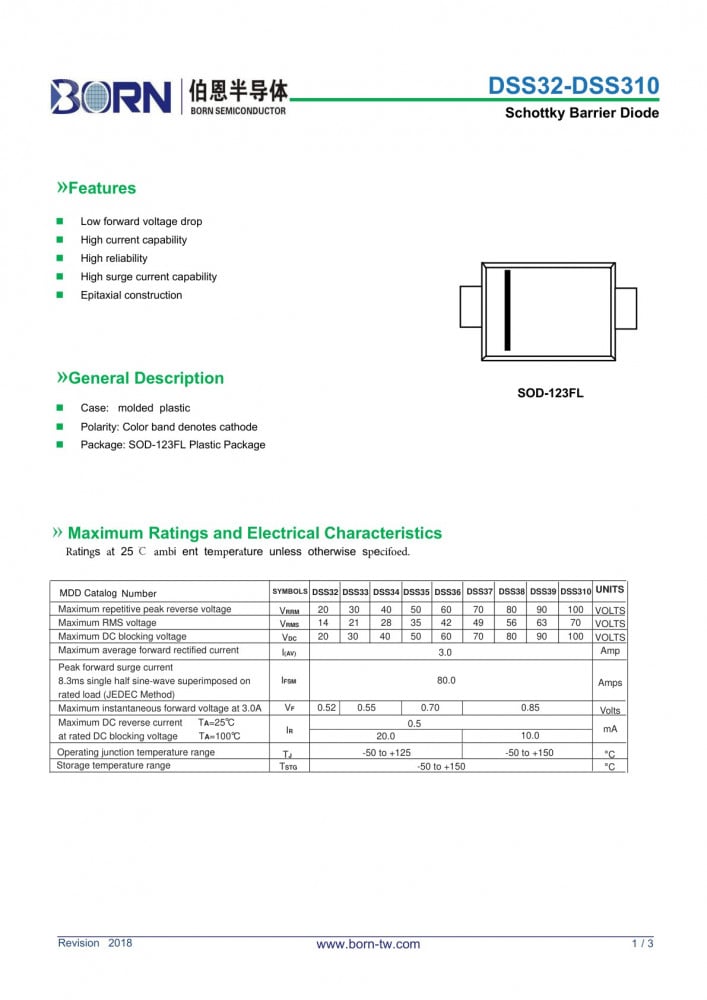 BORN DSS34 datasheet page 1