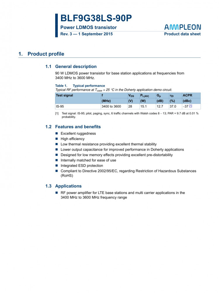 BLF9G38LS-90PU technical document page 1