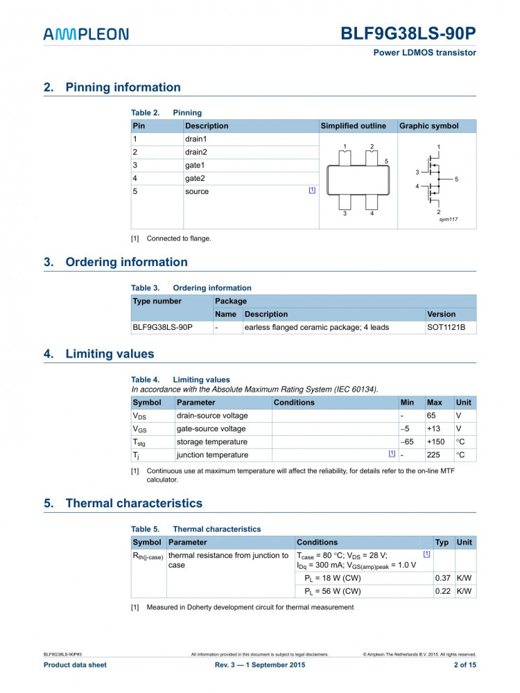 BLF9G38LS-90PU technical document page 2