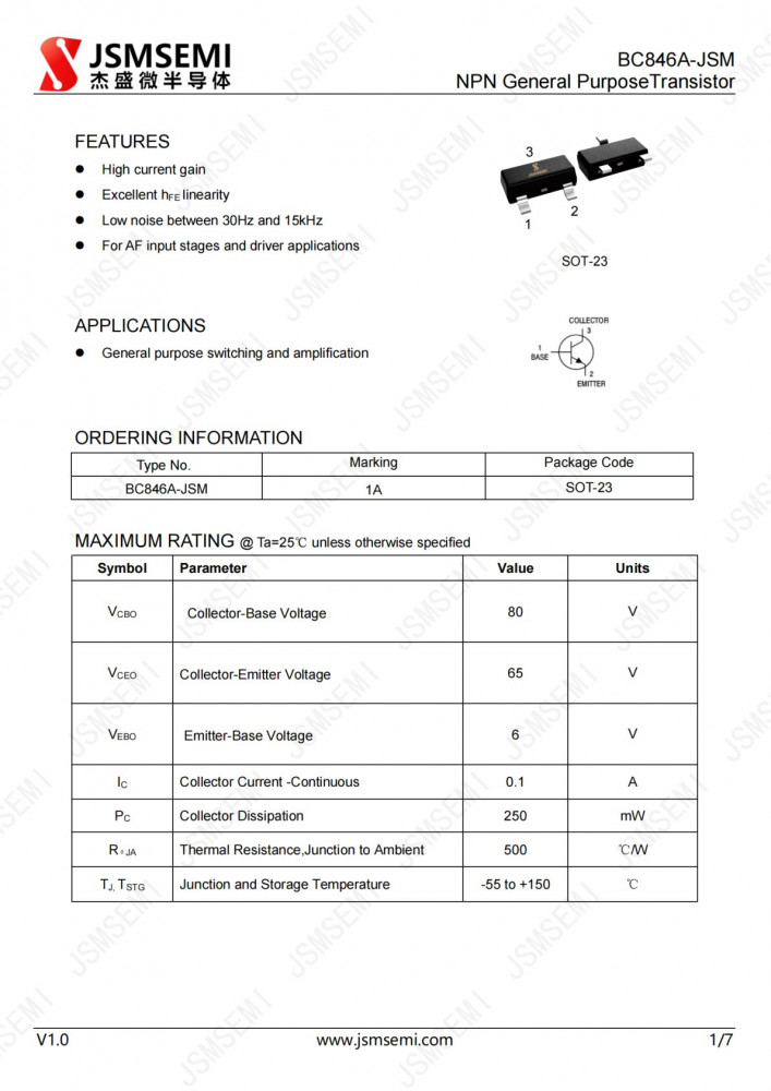 BC846A-JSM datasheet page 1