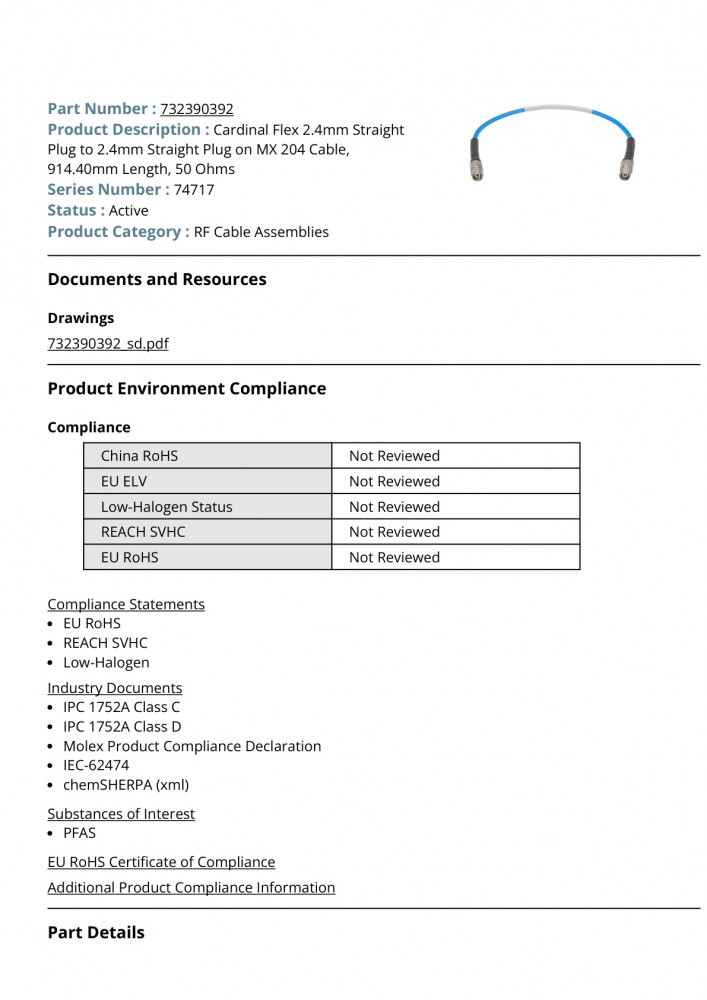 MOLEX 732390392 product drawing, page 1