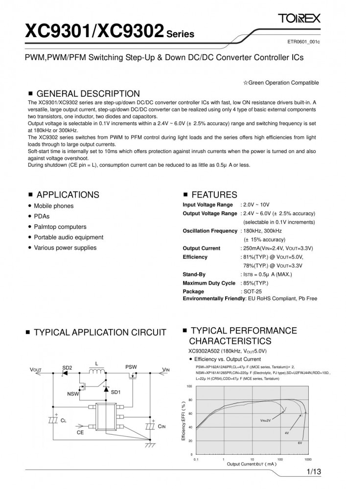 XC9301/XC9302 datasheet page 1